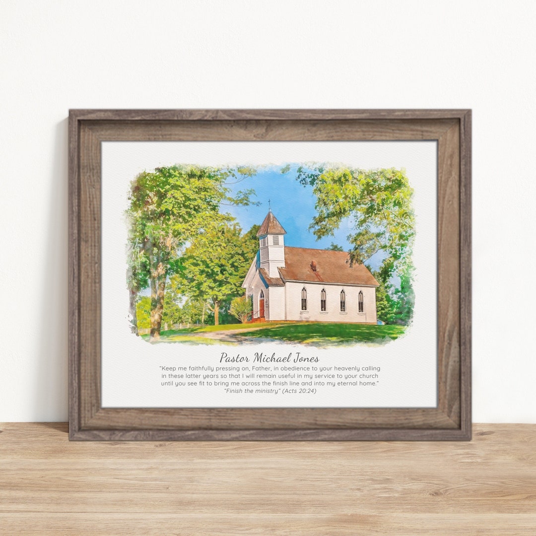 Gift for Pastor, Custom Church Painting, Pastor Retirement Gift for ...