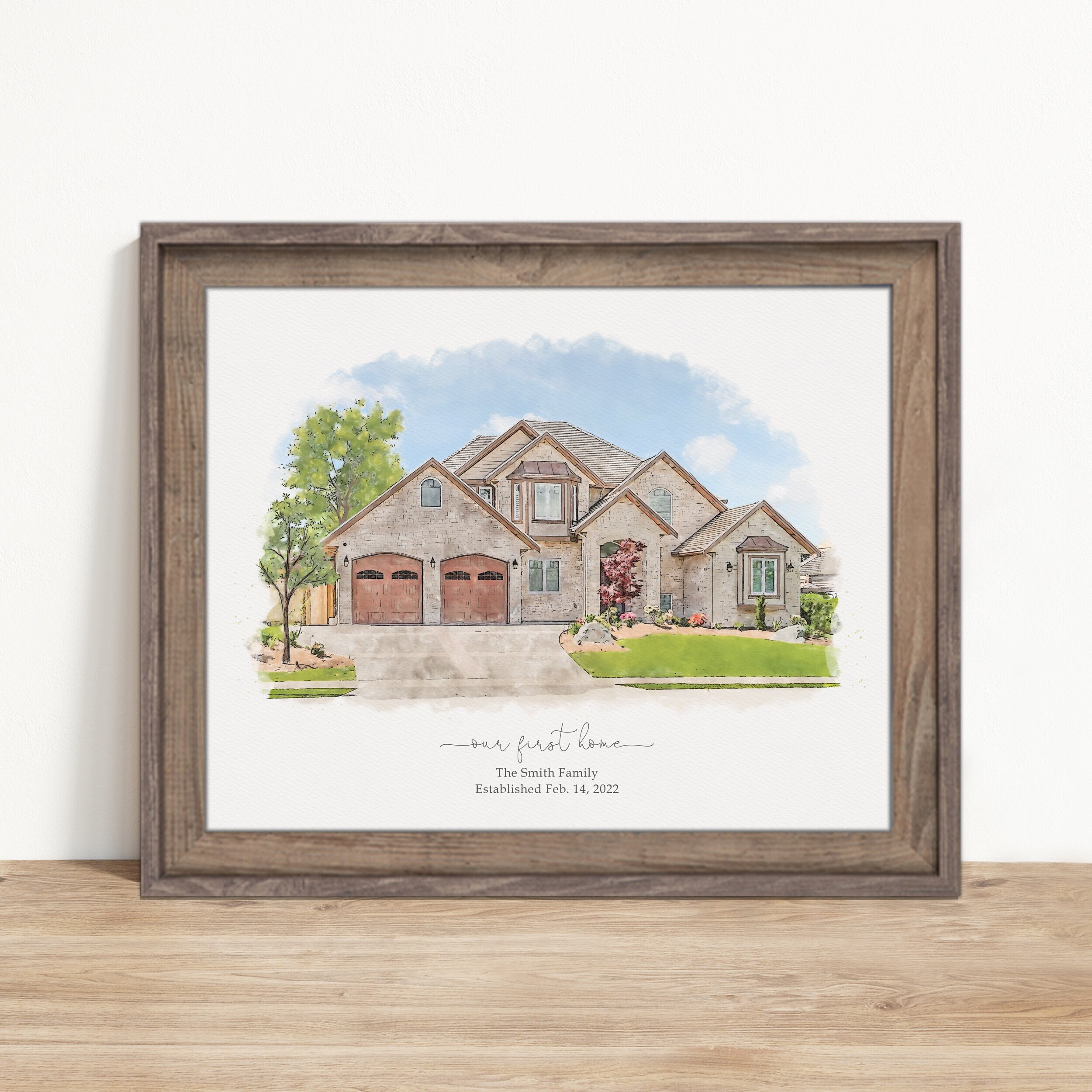 Prints Art & Collectibles Digital Prints Personalized Watercolor House ...