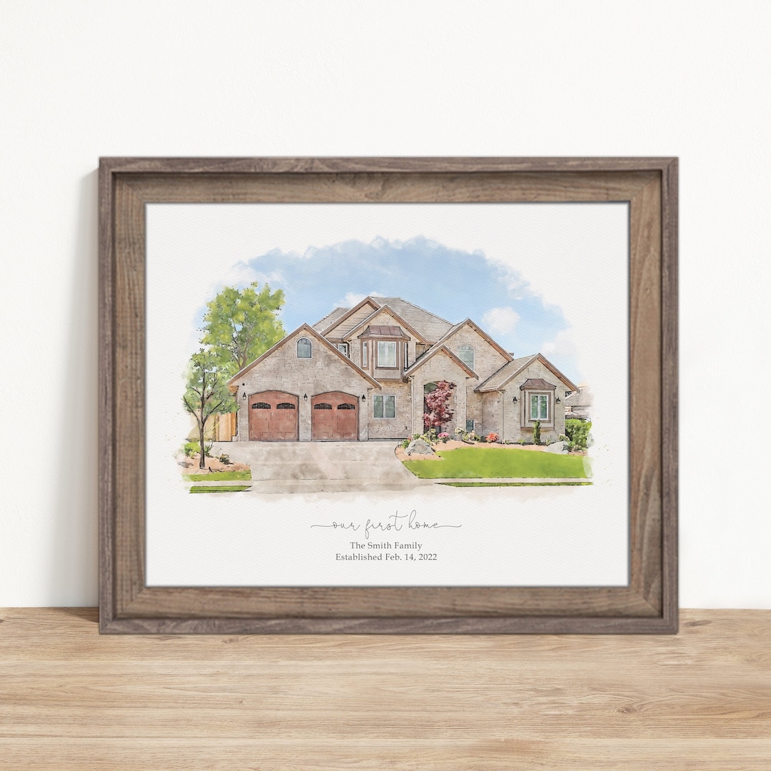 House Painting From Photo, Custom Home Portrait Framed, Great ...