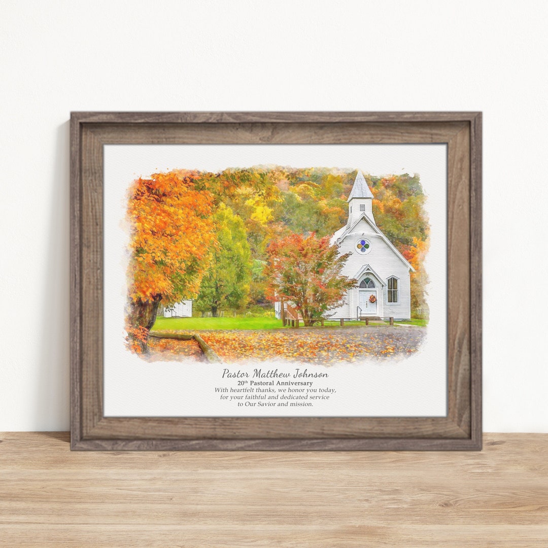 Pastor Appreciation Gift, Church Painting From Photo, Pastor Retirement ...