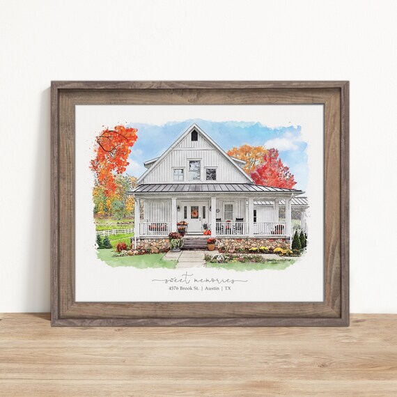 Water Color House Painting Custom House Portrait From Photo | Etsy