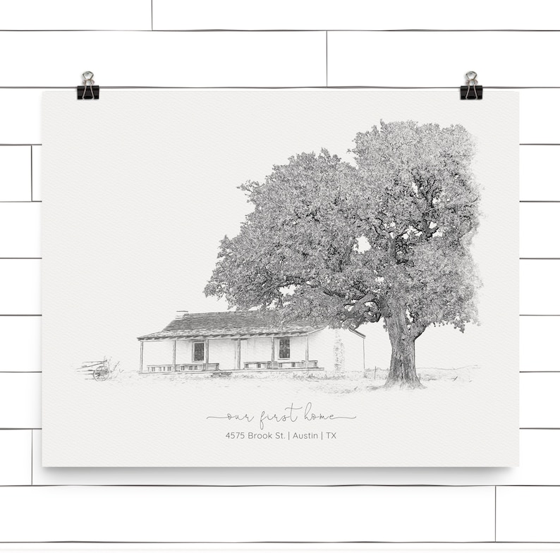 Custom Black & White Sketch, Home Portrait From Photo, Custom House ...