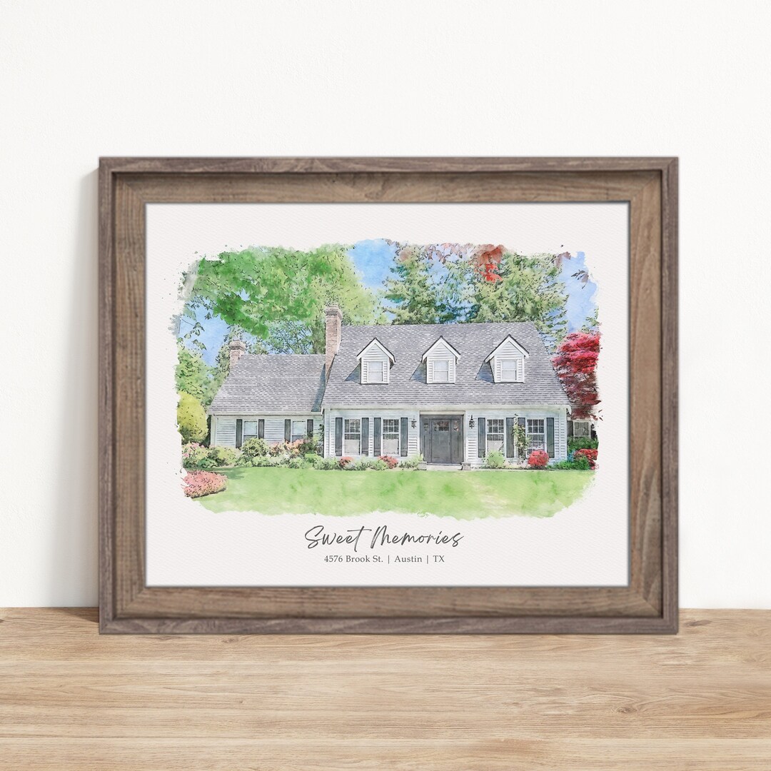 House Drawing From Photo Into A Custom House Portrait Watercolor Home ...