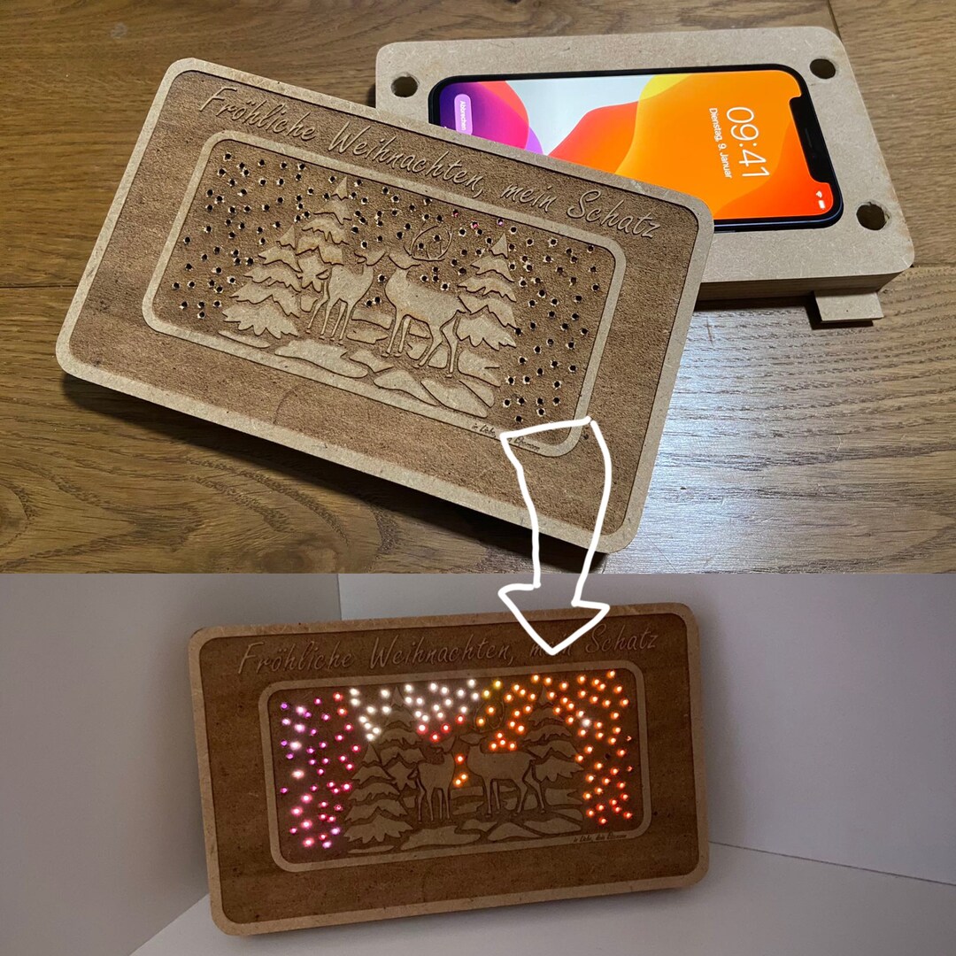 Handmade Wooden Gift Box for Smartphones With Magical Display Lighting ...