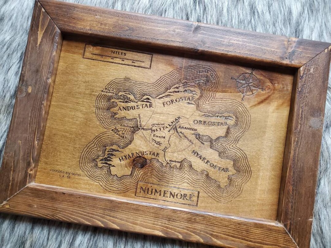 Mini FRAMED Numenor Laser Engraved Map - Etsy