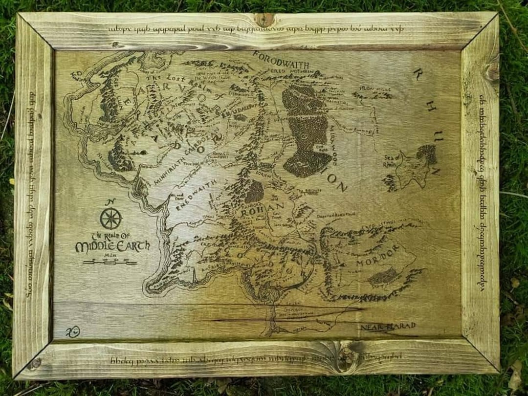 Middle Earth Laser Engraved Wood Map - Etsy