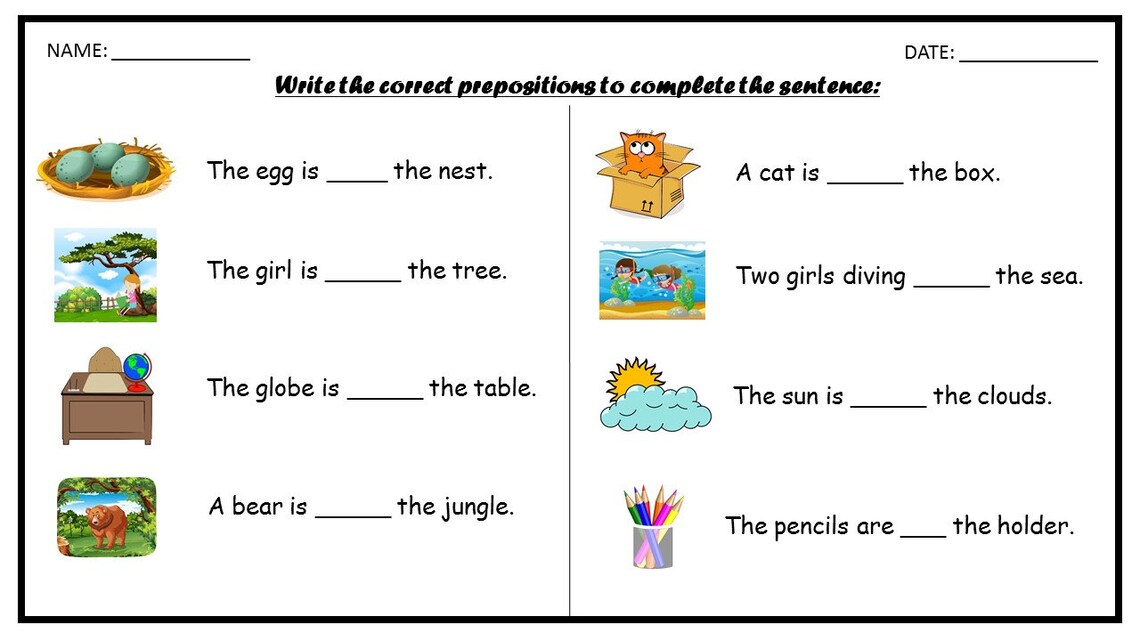 Montessori grammar Prepositions Early Reading Kindergarten | Etsy