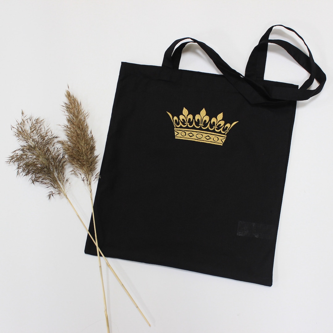 Crown Embroidered Tote Bag / Shopping Bag / Minimalistic Queen Shopping ...
