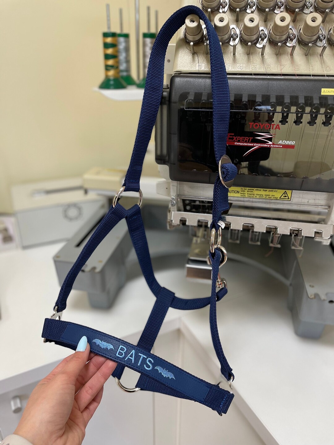 Blue Basic Embroidered Horse Halter / Equestrian Tack Name / Halter ...