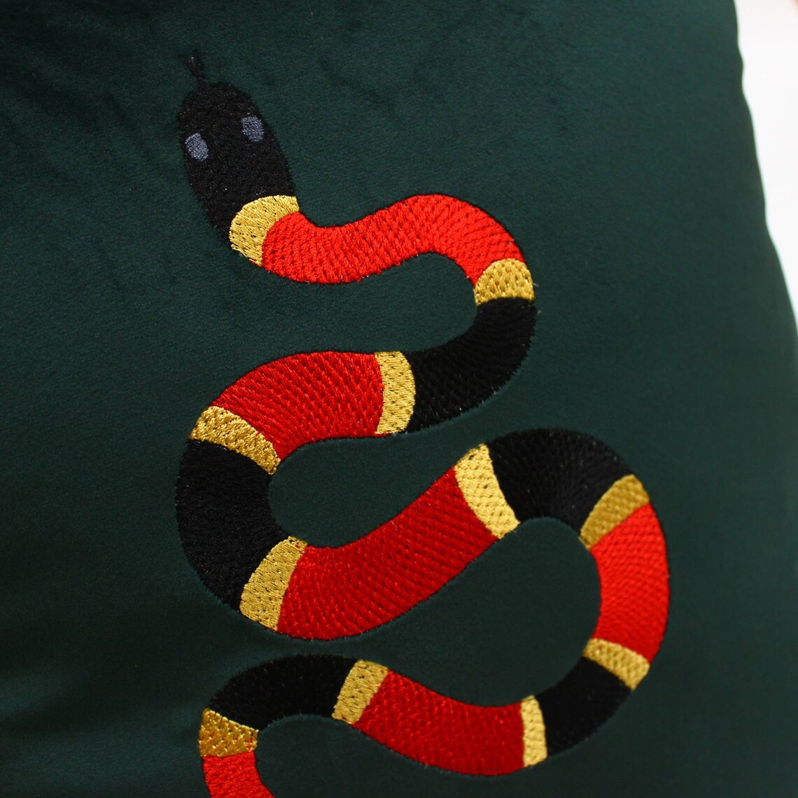 Embroidered Velvet Cushion With Snake / Home Decor / - Etsy