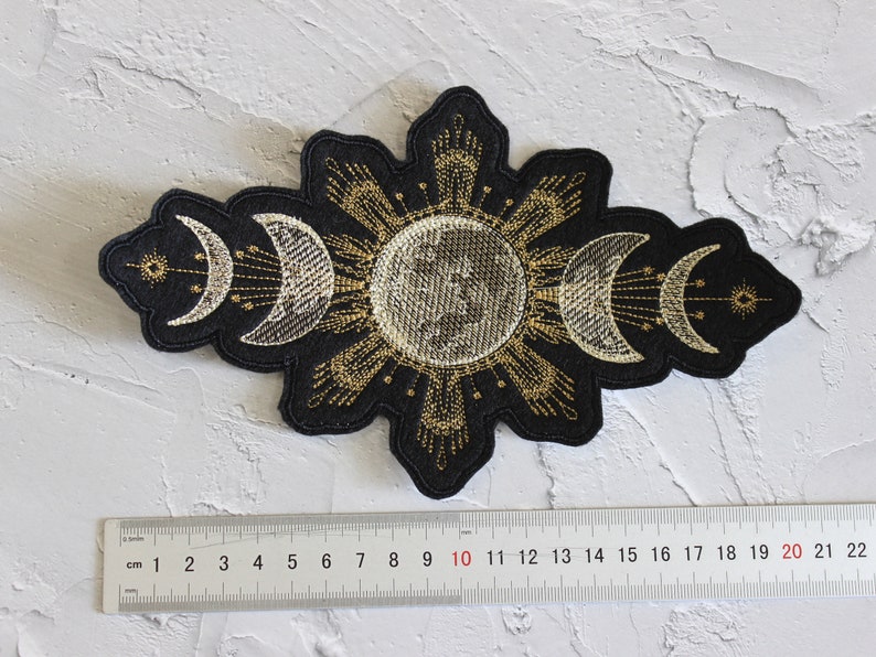 Embroidered Moon Phases Patch – Iron on or Sew on – Black Felt Applique ...