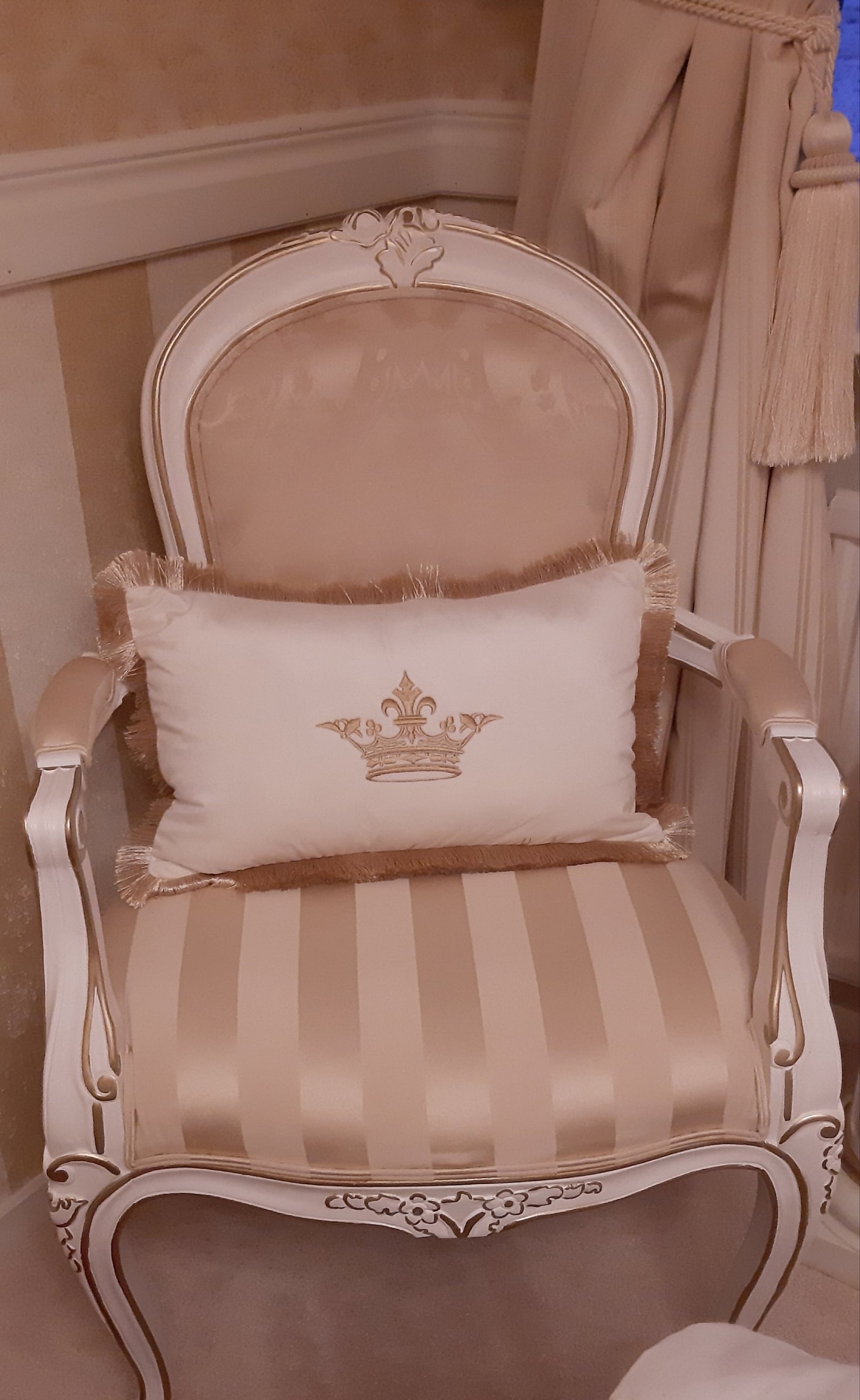 Embroidered Velvet Crown Cushion With Tassel Piping / Royal Cushion ...