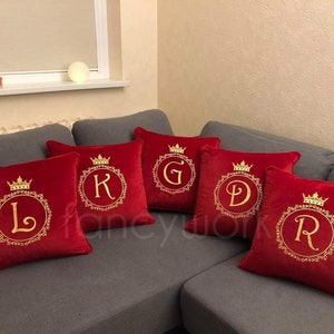 Initial Cushion / Personalised Cushion / Decorative Pillow / Velvet ...