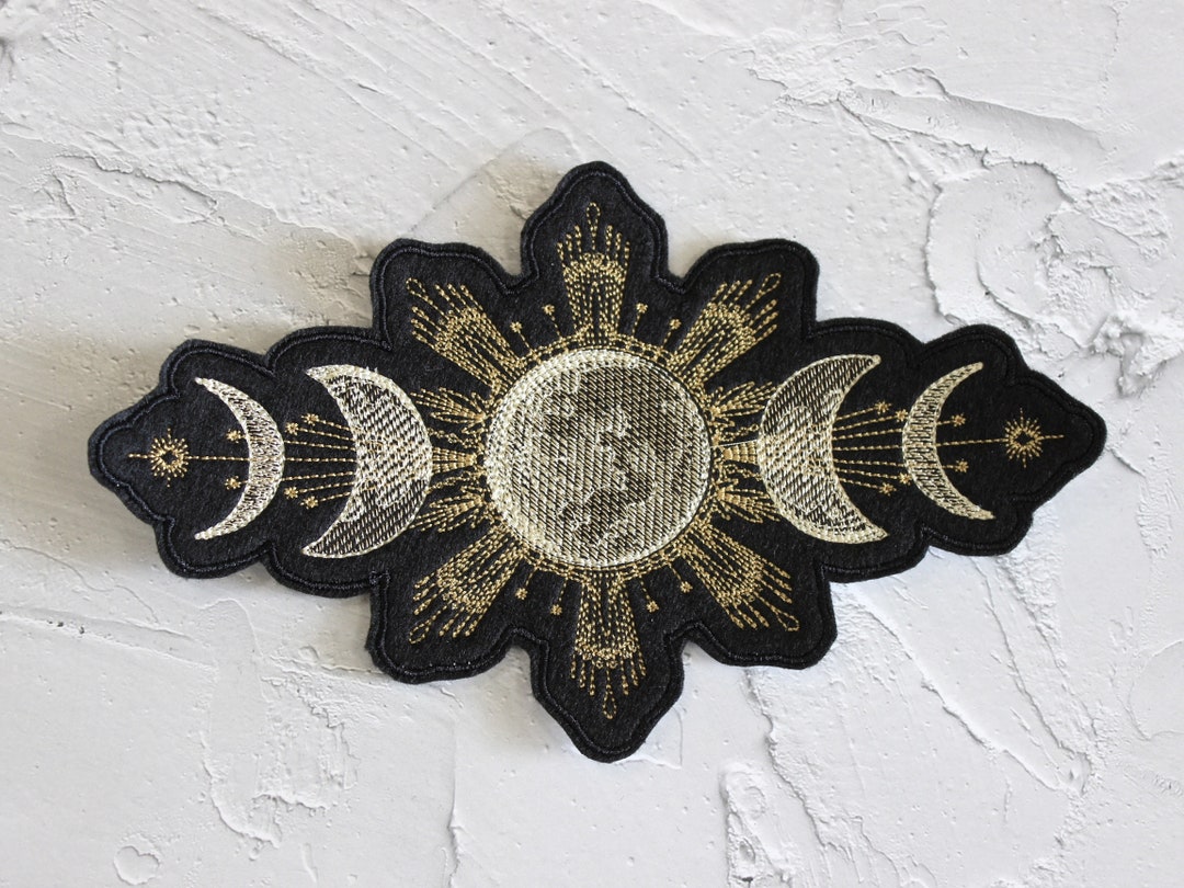 Embroidered Moon Phases Patch – Iron on or Sew on – Black Felt Applique ...