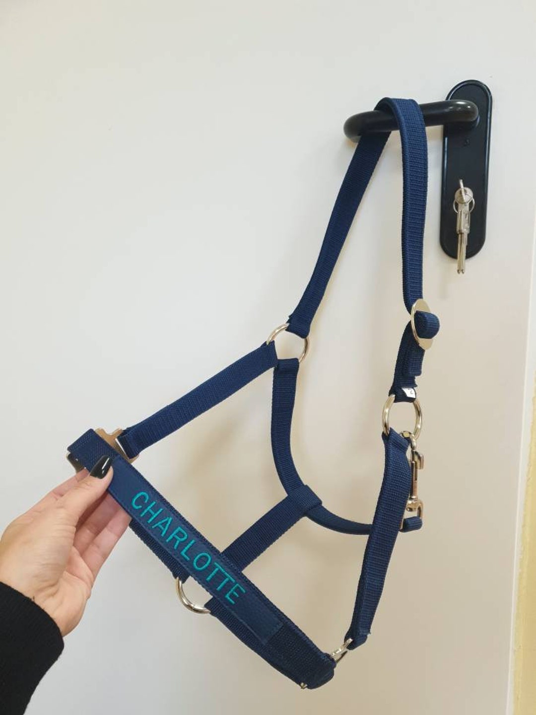 Blue Basic Embroidered Horse Halter / Equestrian Tack Name / Halter ...