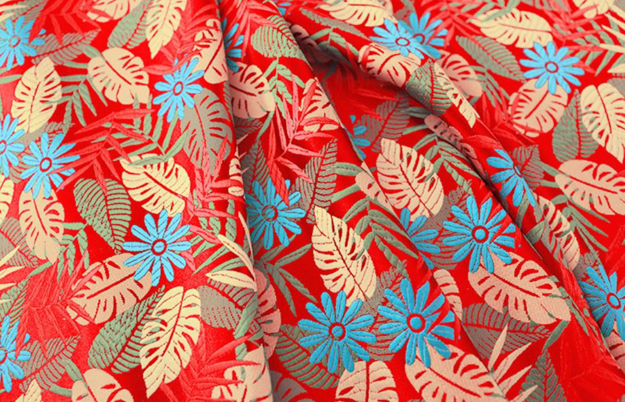 Leaf Brocade Fabric by A Yard Special Leaf Pattern Fabrics | Etsy