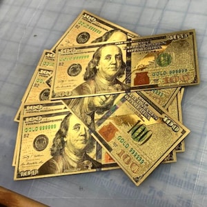 24K GOLD Plated Foil Art Designed 100 Dollar Bill Collectible Novelty ...