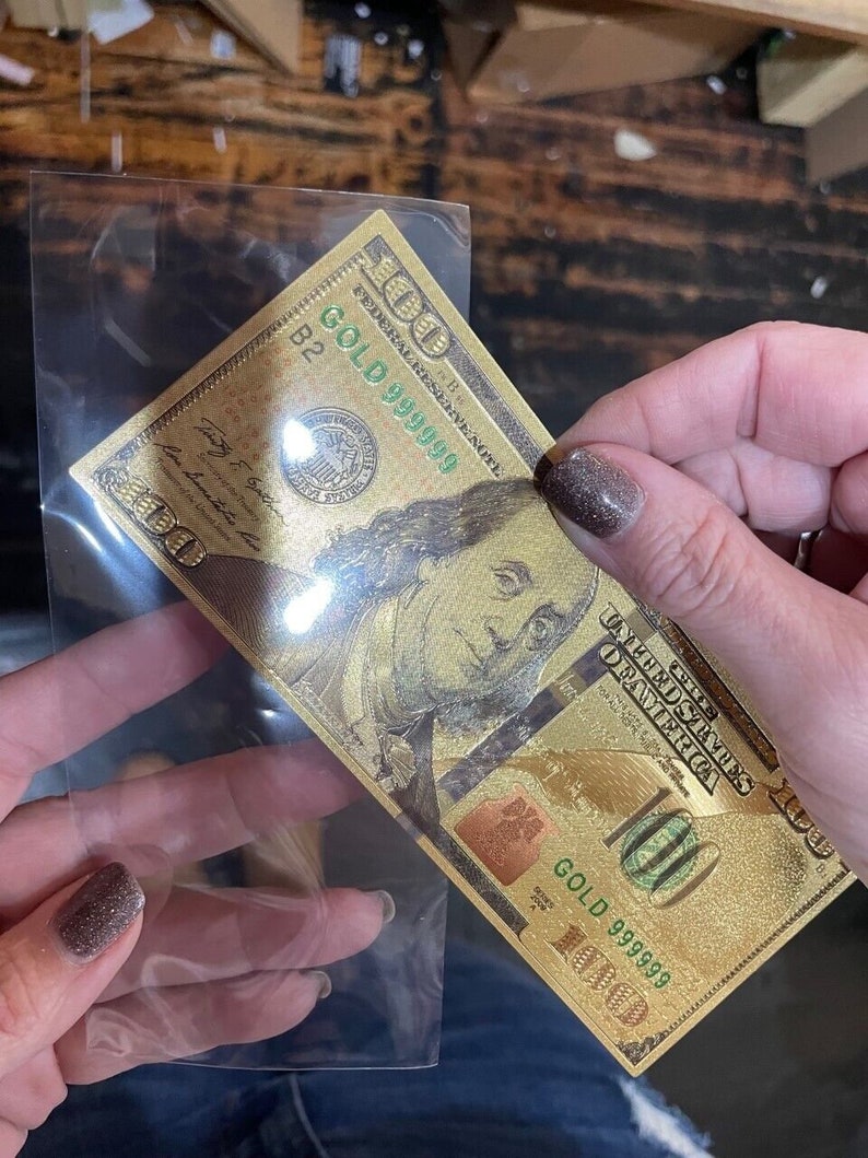 24K GOLD Plated Foil Art Designed 100 Dollar Bill Collectible Novelty ...