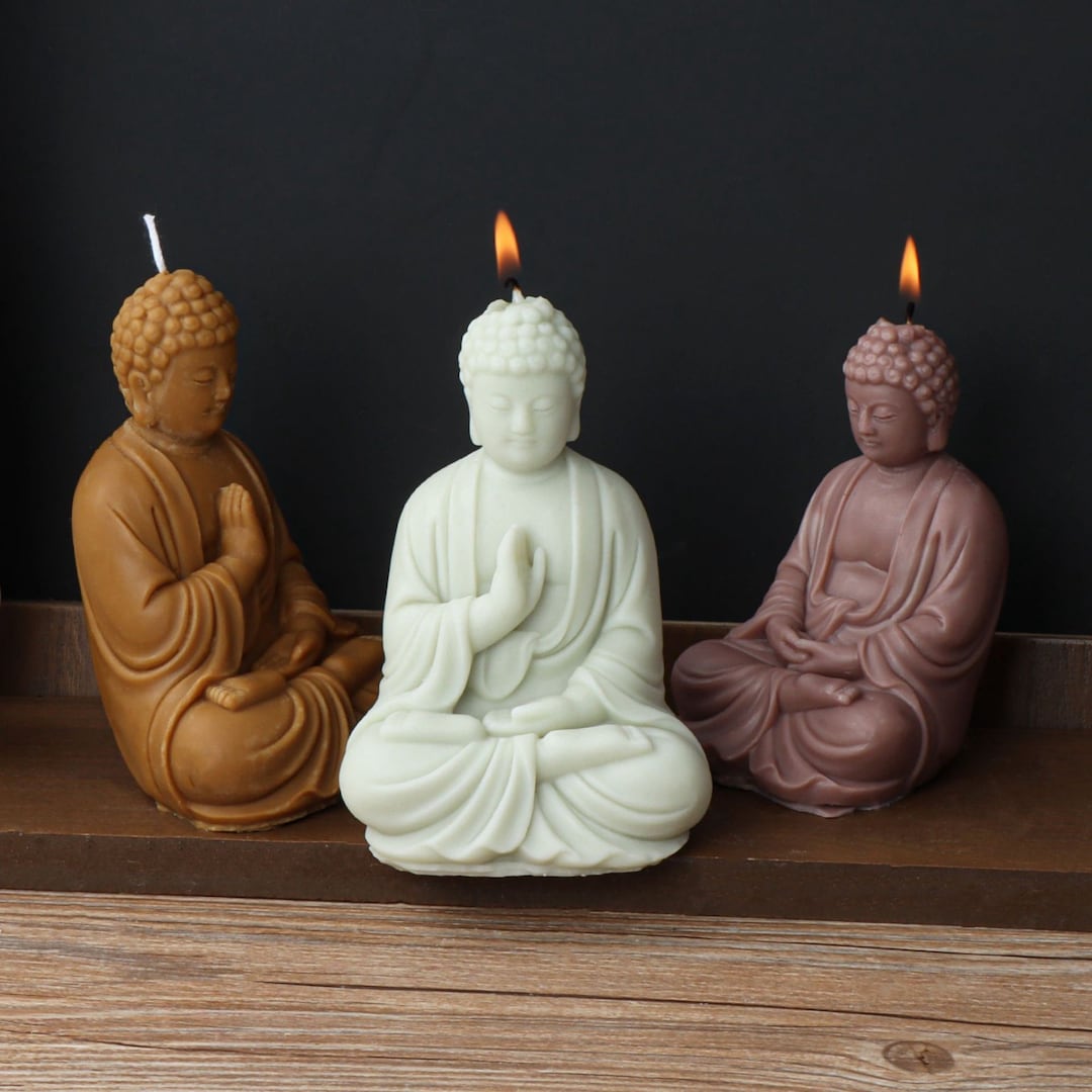 Silicone Buddha Molds Candle Mould Buddhist Candle Resin Clay Plaster ...