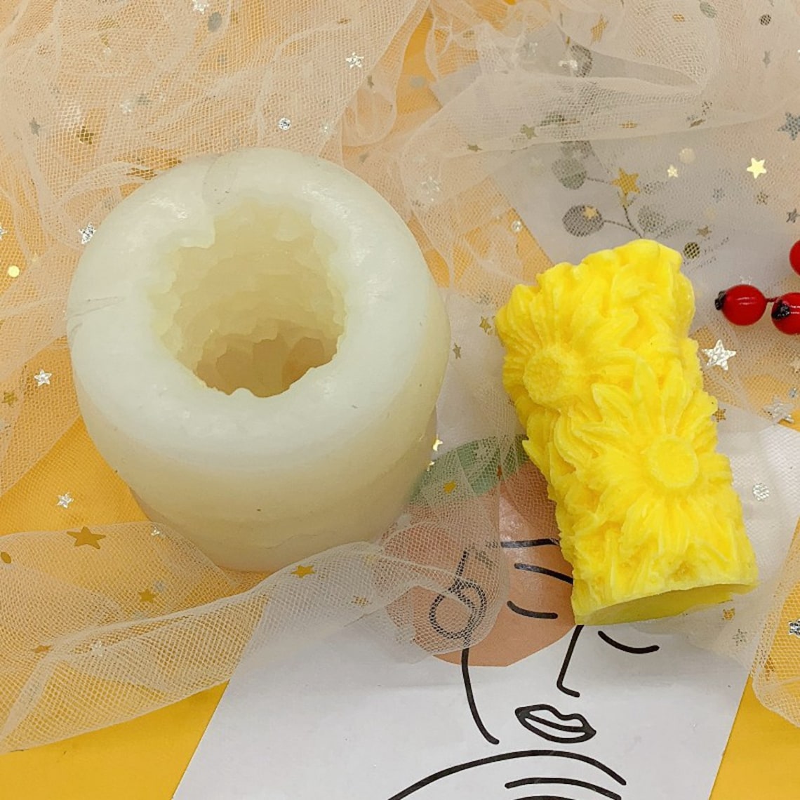 Silicone Candles Mold Pillar Flower Candle Mold Handmade Soy - Etsy