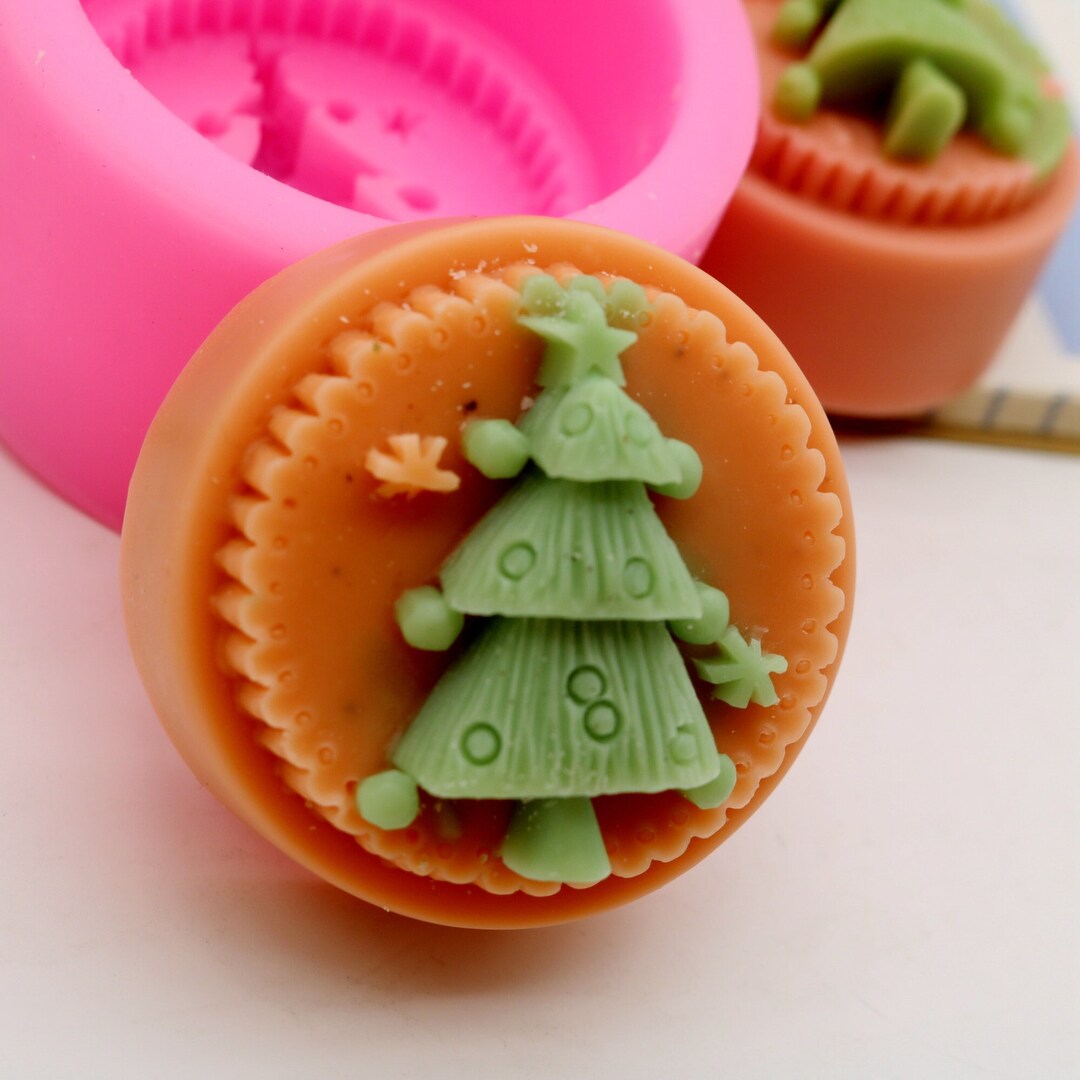 Silicone Circular Soap Mold Lotion Bar Soap Making Tool Christmas Tree ...