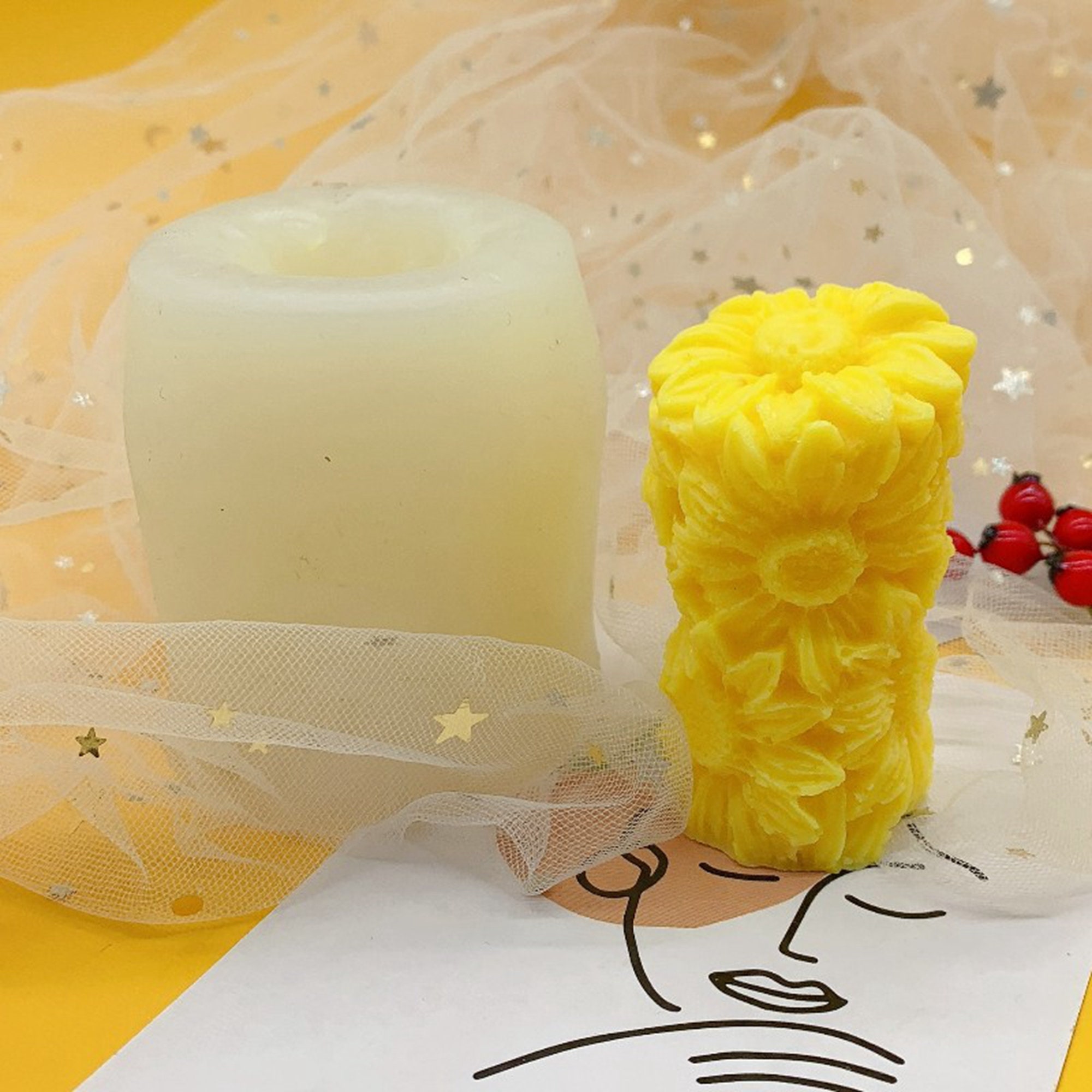 Silicone Candles Mold Pillar Flower Candle Mold Handmade Soy - Etsy