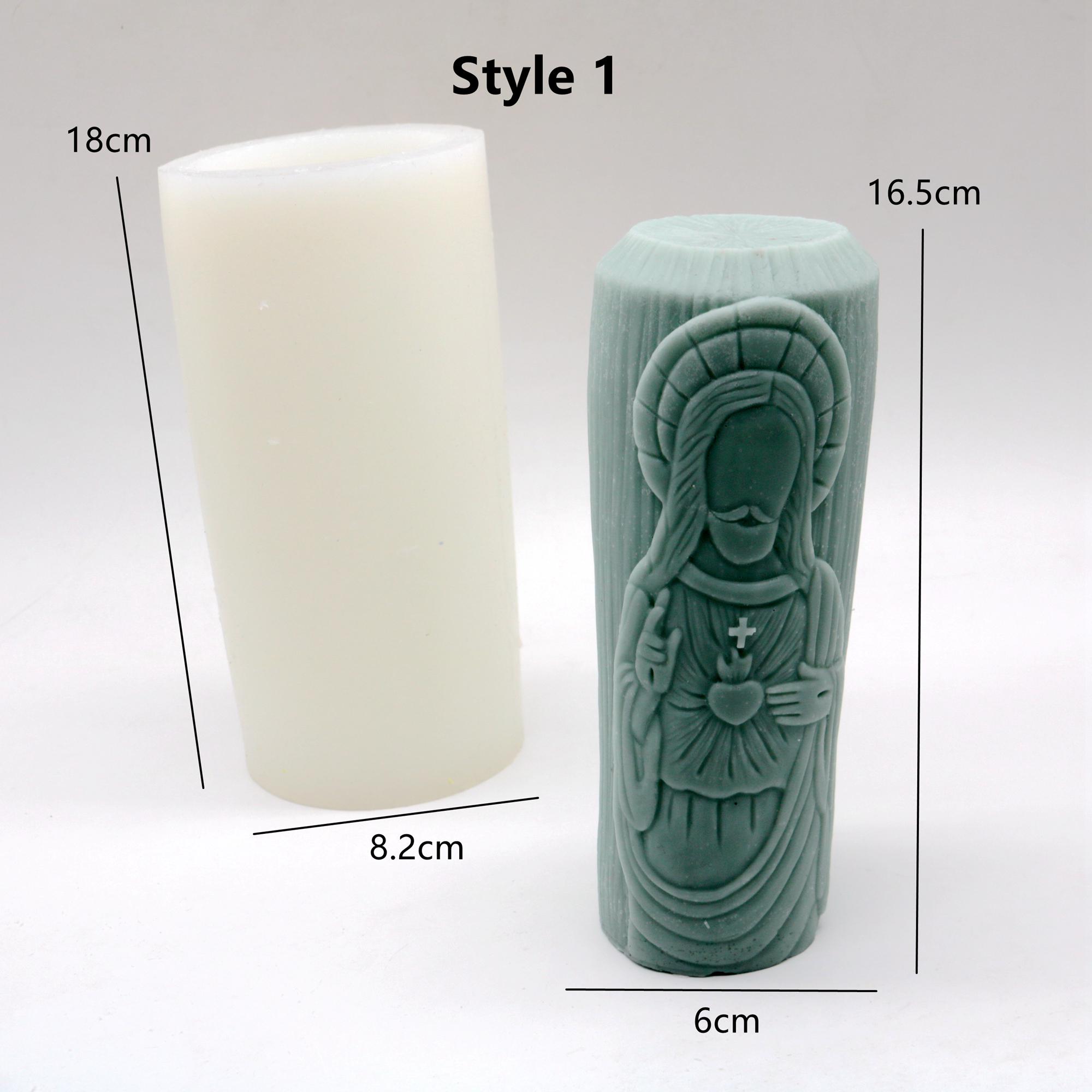 Embossed Jesus Candle Mold Silicone: Large Pillar, Church Christmas ...