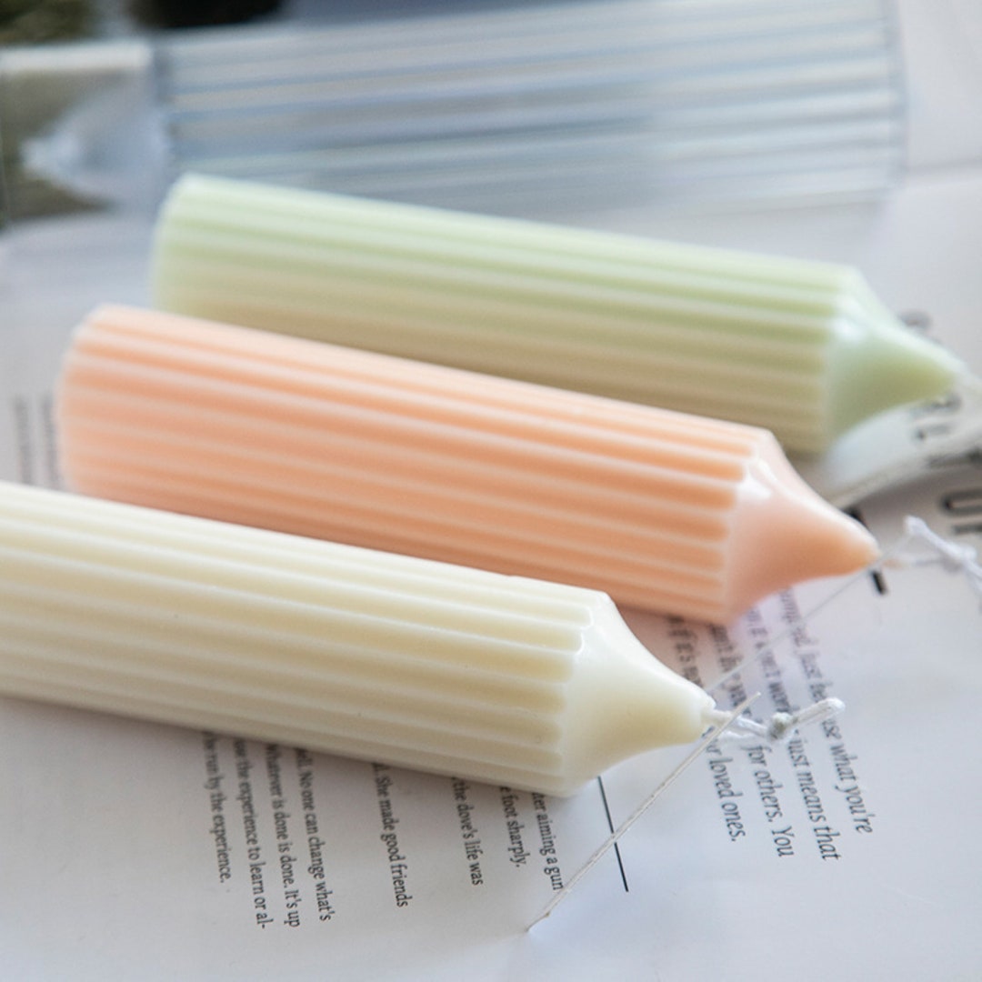 Striped Columnar Candles Mold Handmade Scented Candle Wedding Candle ...