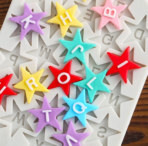 Stars With Letters Molds Silicone Alphabet for Candy Fondat | Etsy