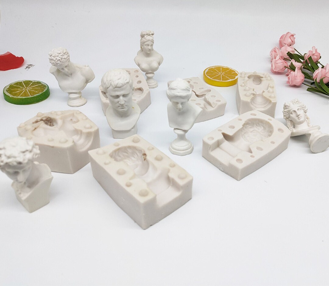 3D Plaster Statues Mould Vintage Candle Molds Cake Decoration Silicone ...