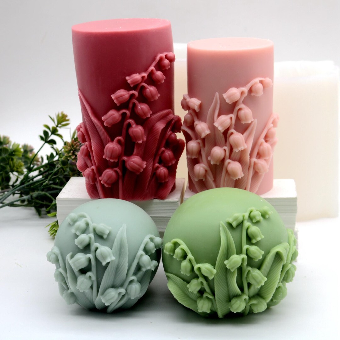 Silicone Embossed Candle Mold Scented Flower Ball Pillar Candles Making ...