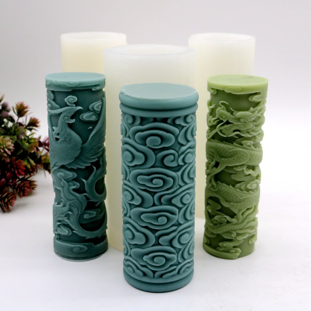 Sculptural Pillar Candle Mold Chinese Style Candle Mould Phoenix ...
