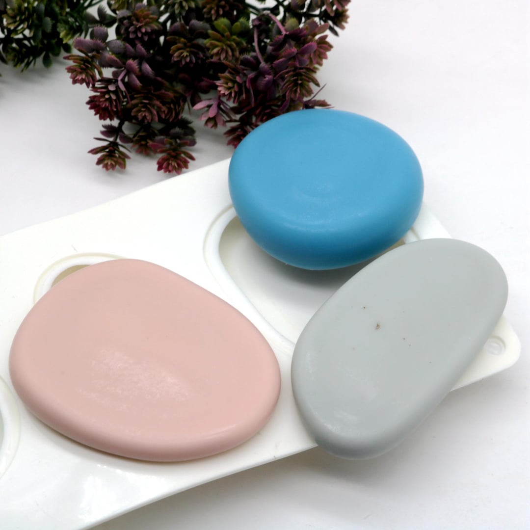 Silicone Stone Mould of 3 Cavities Cobblestone Mold Mousse Soap Lotion ...