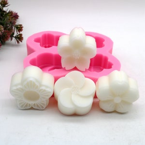 Sakura Silicone Molds Set of 4 Cavities for Soap Lotion Bar Chocolate ...