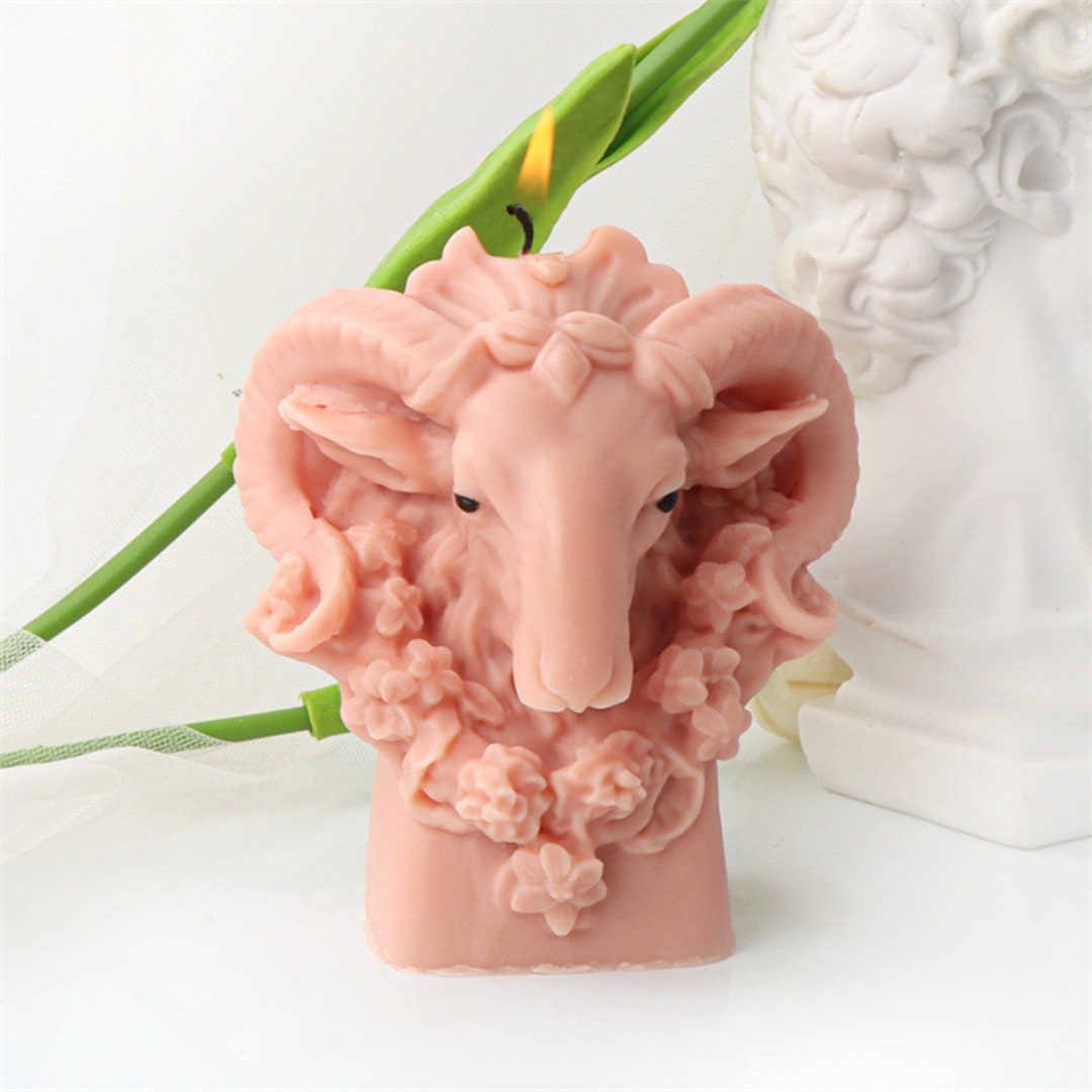 Silicone Floral Sheep Head Mold for Handmade Candles Resin Plaster ...