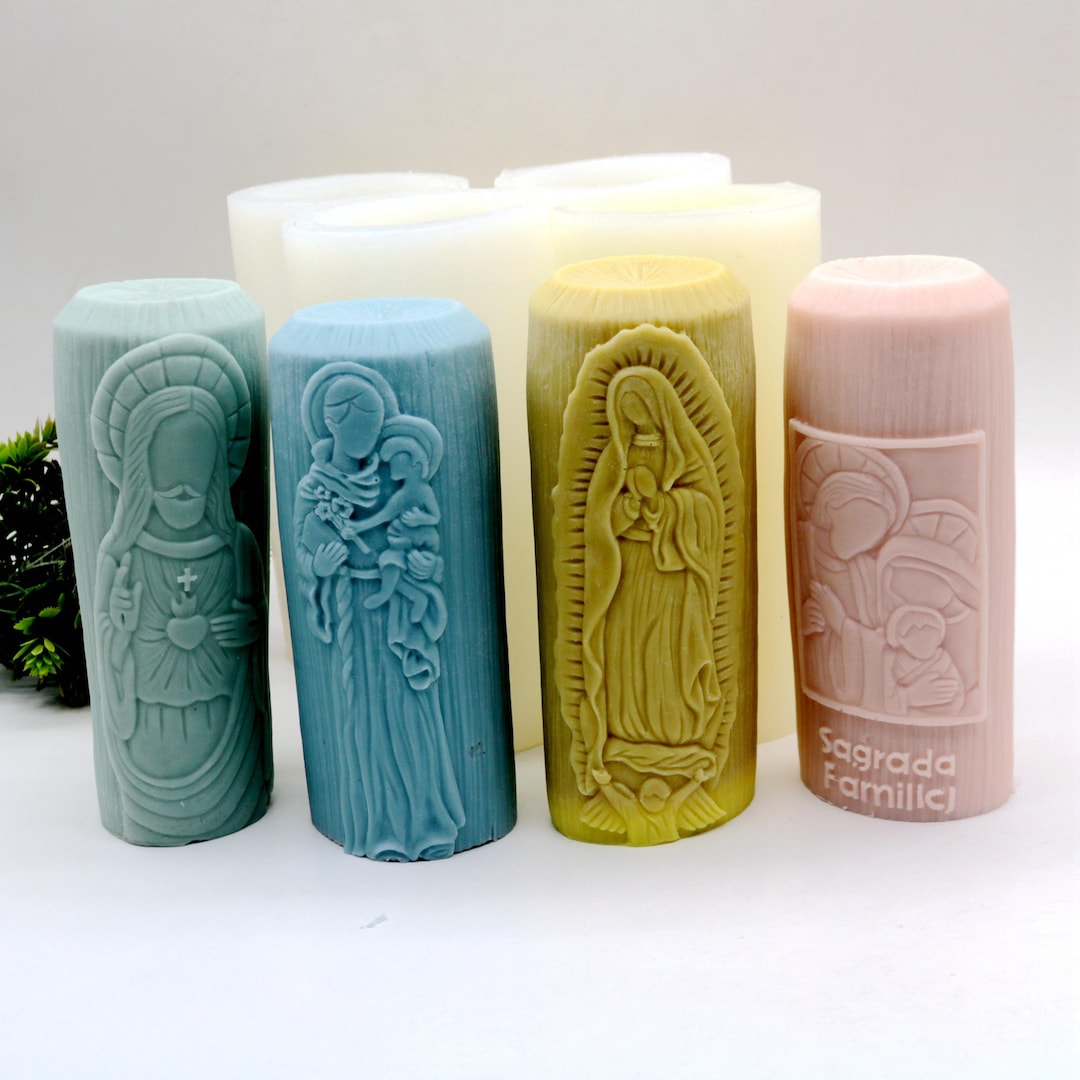 Silicone Embossed Jesus Candle Molds Large Pillar Candle Church Candles ...