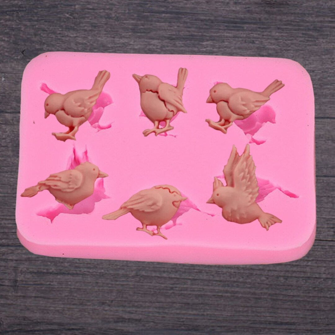 6 Cavities Silicone Bird Mold, Bird Mould, Silicone Bird, Flexible Mold ...