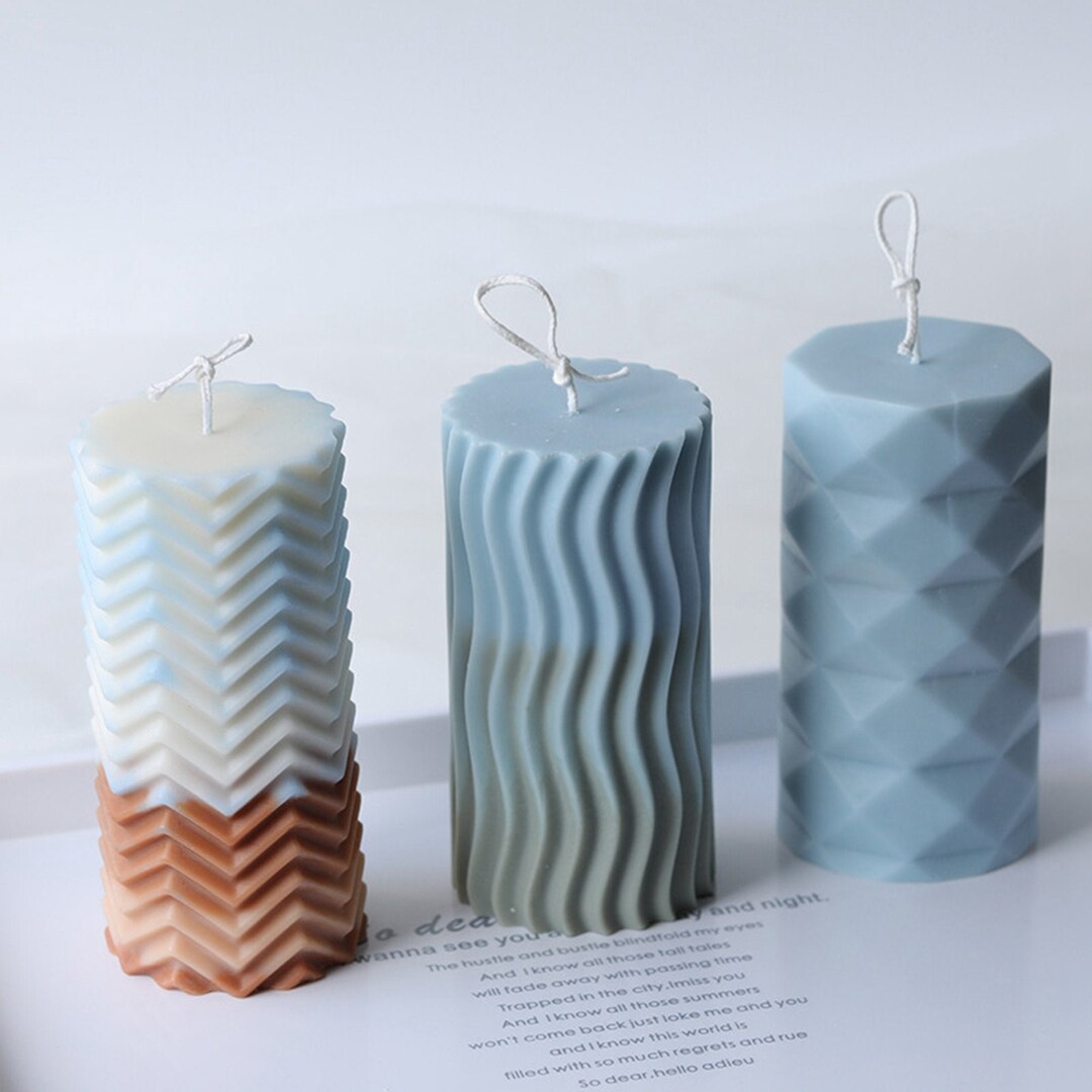 Cylindrical Candle Molds Silicone With Ripple for Scented Candle Making ...