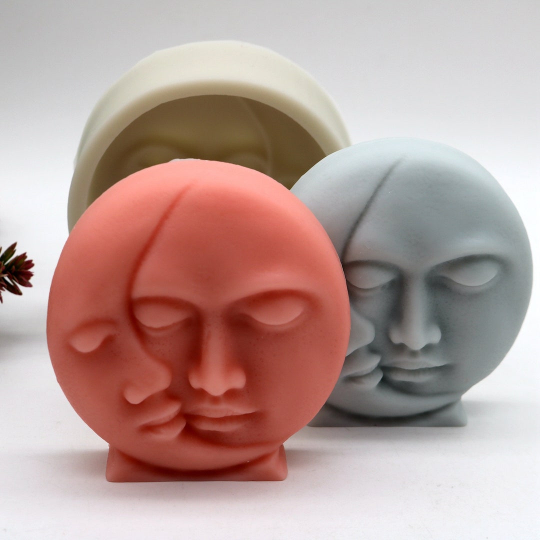 Silicone Moon Face Mold for Scented Candles Soap Lotion Bar Making Tool ...