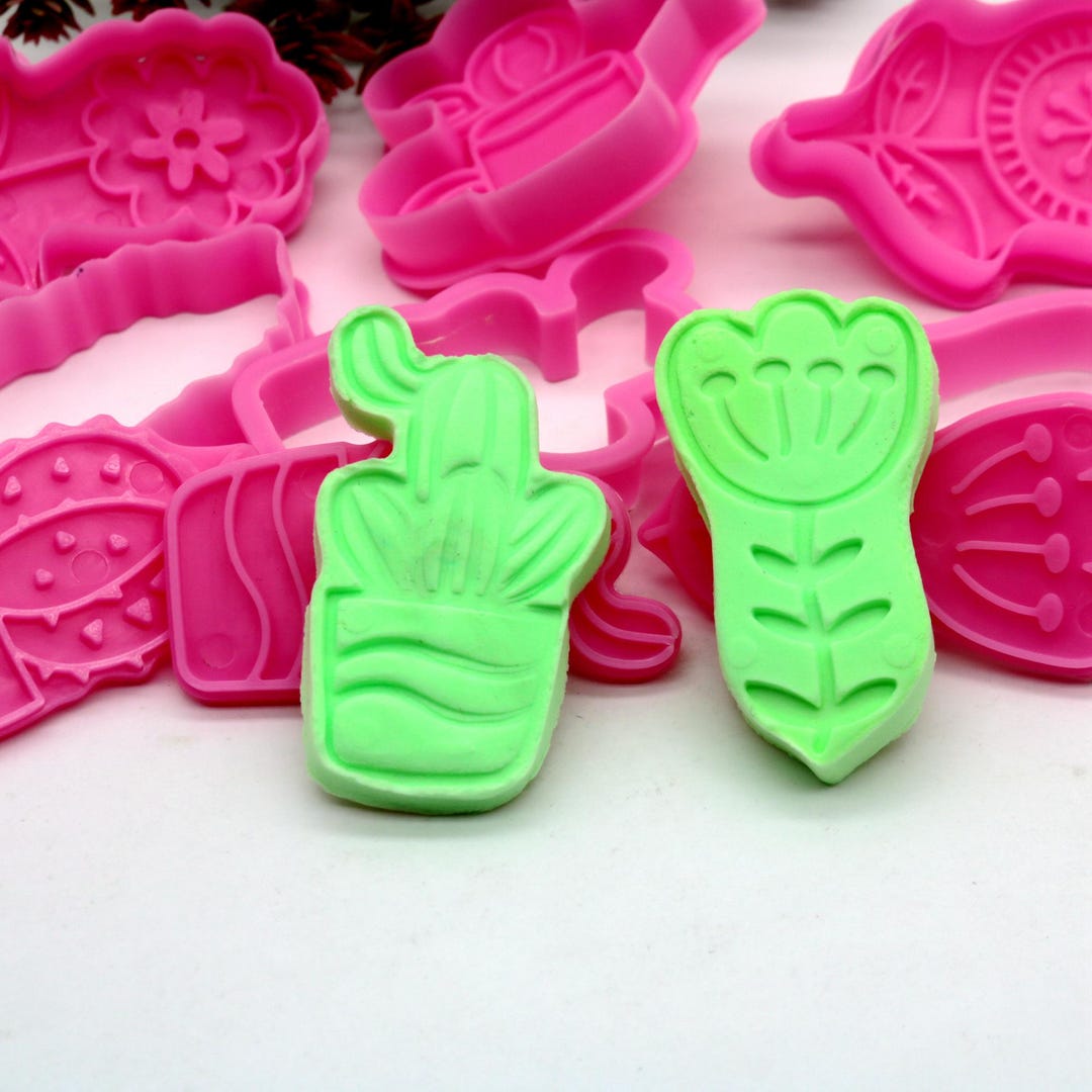 Flower Cactus Cookie Cutters: Fondant Embossing Molds, Set of 6 - Etsy