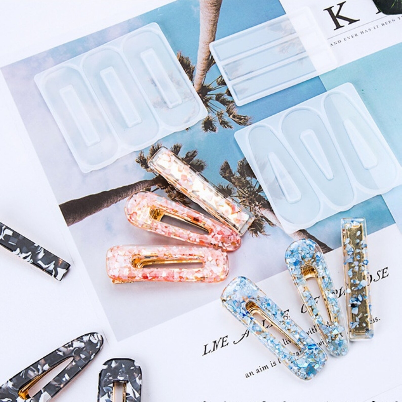 DIY Hair Clip Silicone Resin Mold With 6pcs Golgden Hair Snap | Etsy