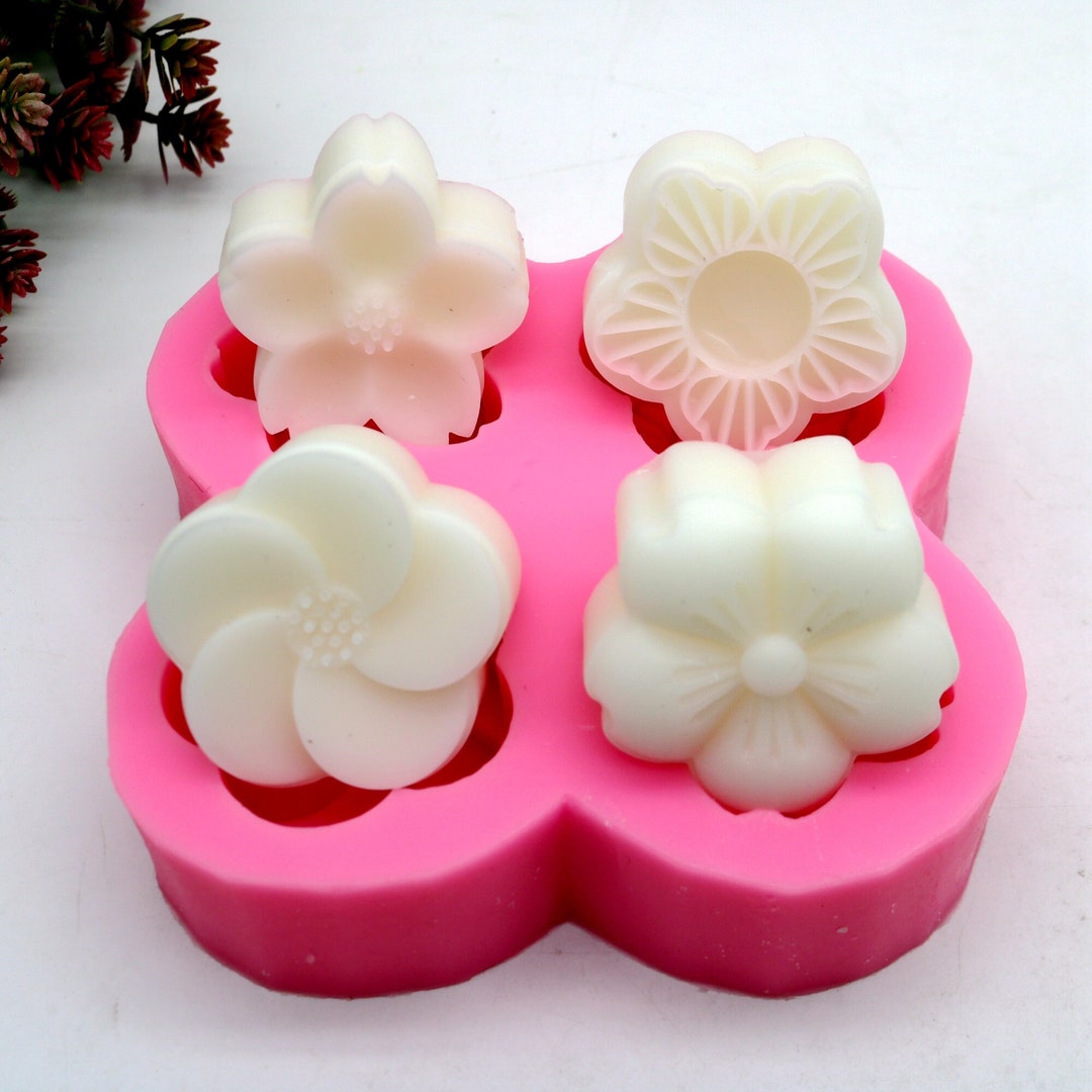 Sakura Silicone Molds Set of 4 Cavities for Soap Lotion Bar Chocolate ...