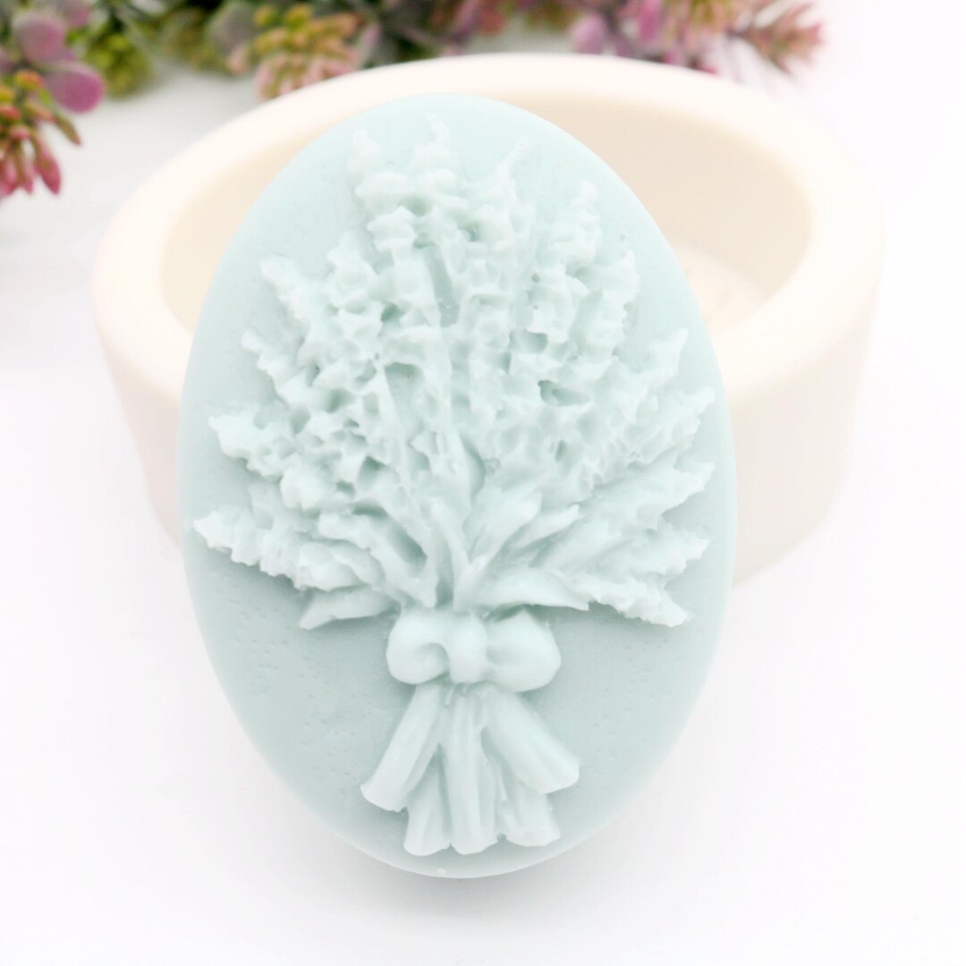 Silicone Lavender Soap Mold Oval Flowers Lotion Bar Mould Soap Bar ...