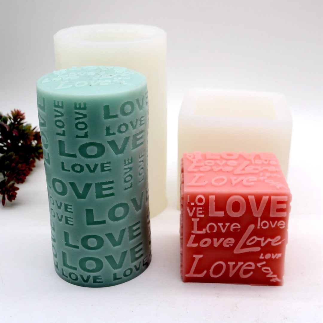 Embossed LOVE Letters Candle Mold: Silicone Pillar & Cube Mould - Etsy