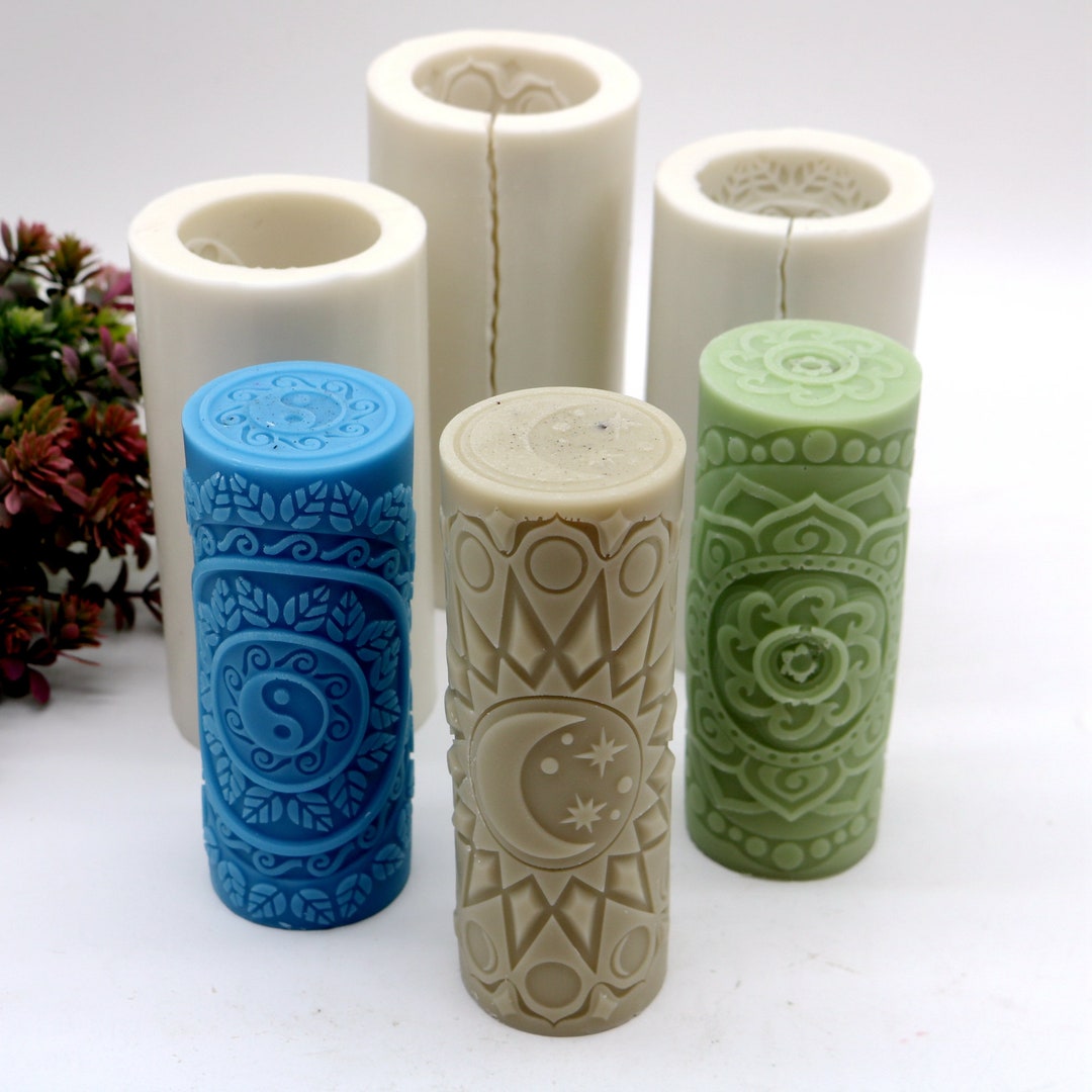 Embossed Pillar Candle Mold Silicone: Artistic Candle Making Tool - Etsy