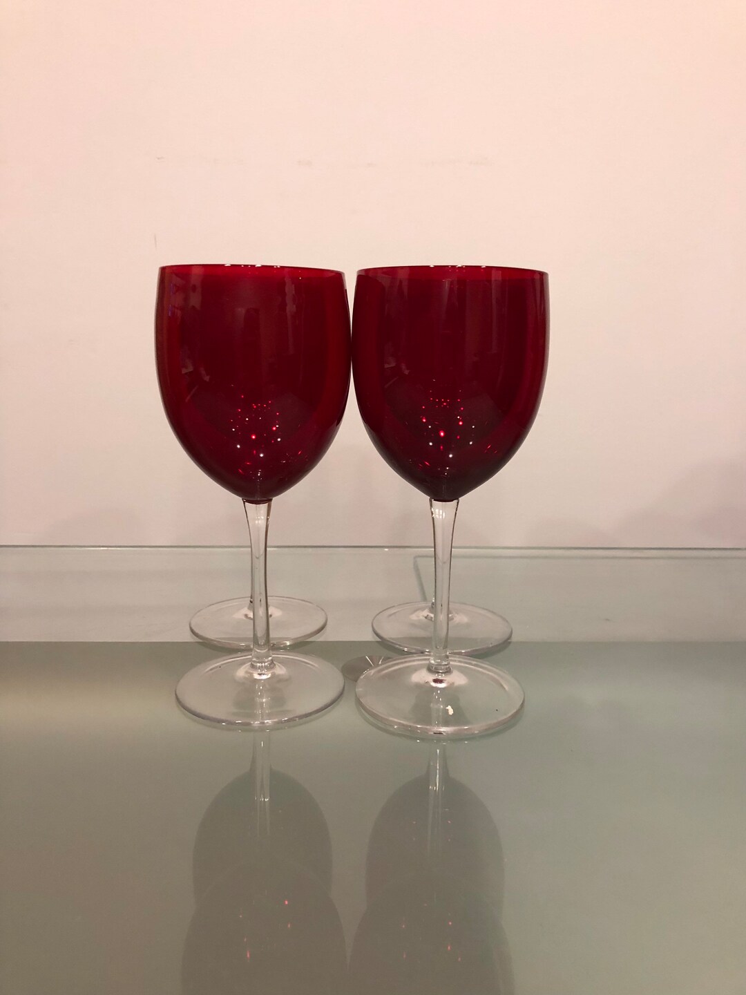 Vintage Ruby Wine Glasses Set Of 4 Etsy