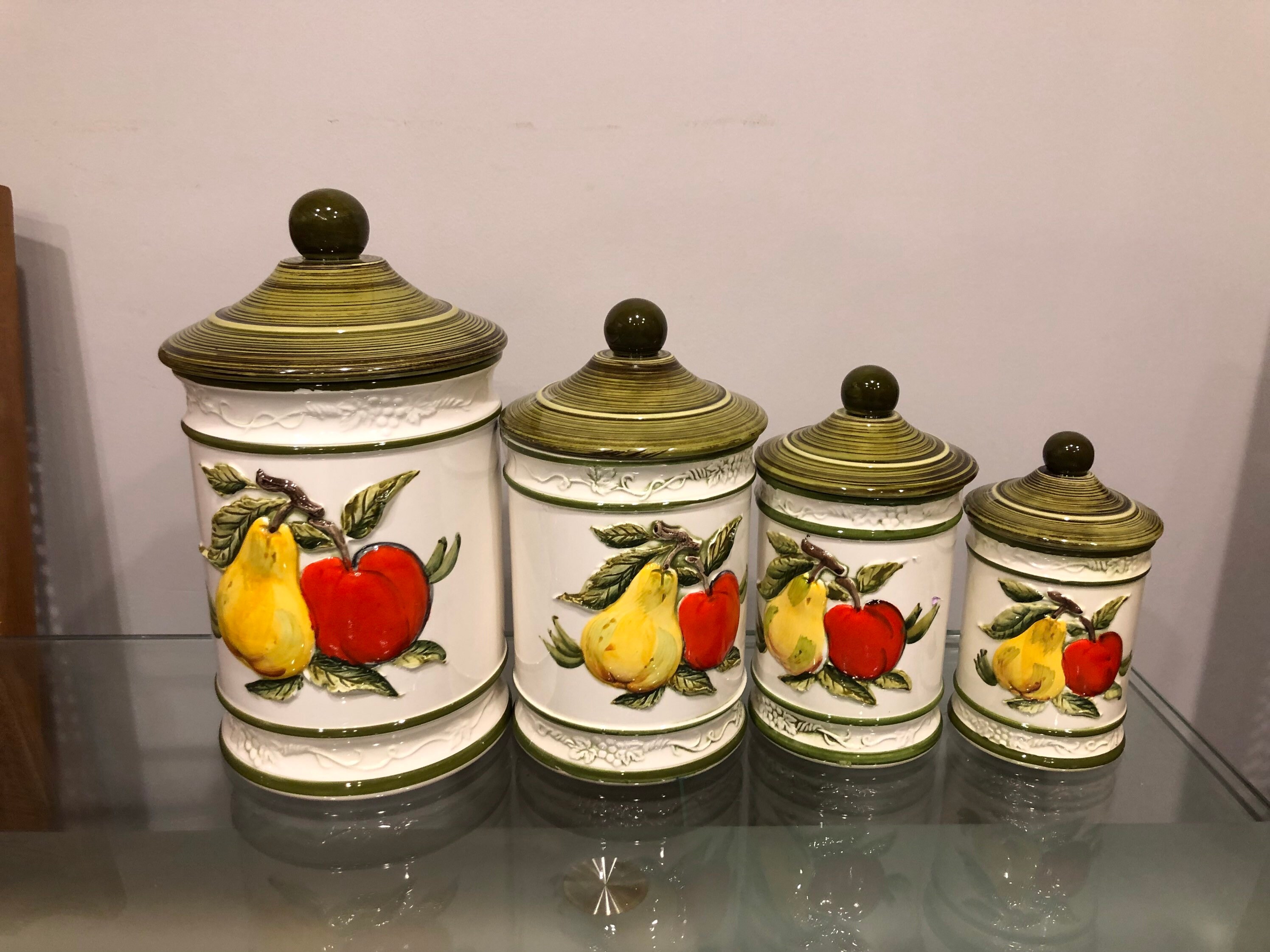 Vintage Ceramic Raised 3d Apple and Pear Canisters Set of 4 . Japan 70s ...