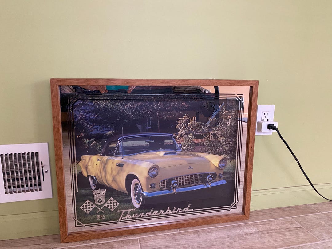 Vintage T-bird Clock, 1955 Convertible T-bird, Thunderbird Clock, 1955 ...