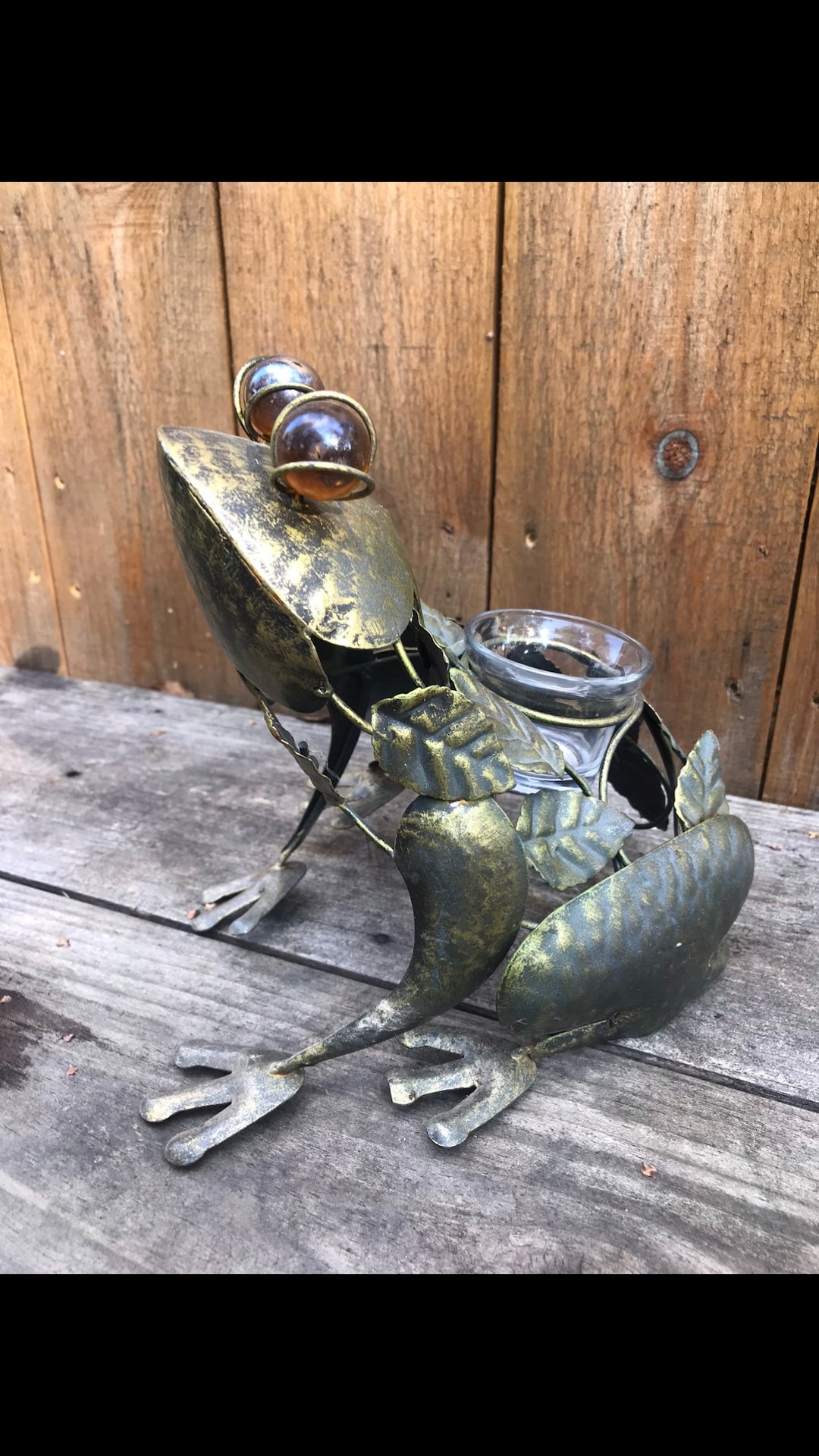 Vintage Large Metal Frog With Glass Candle Holder - Etsy