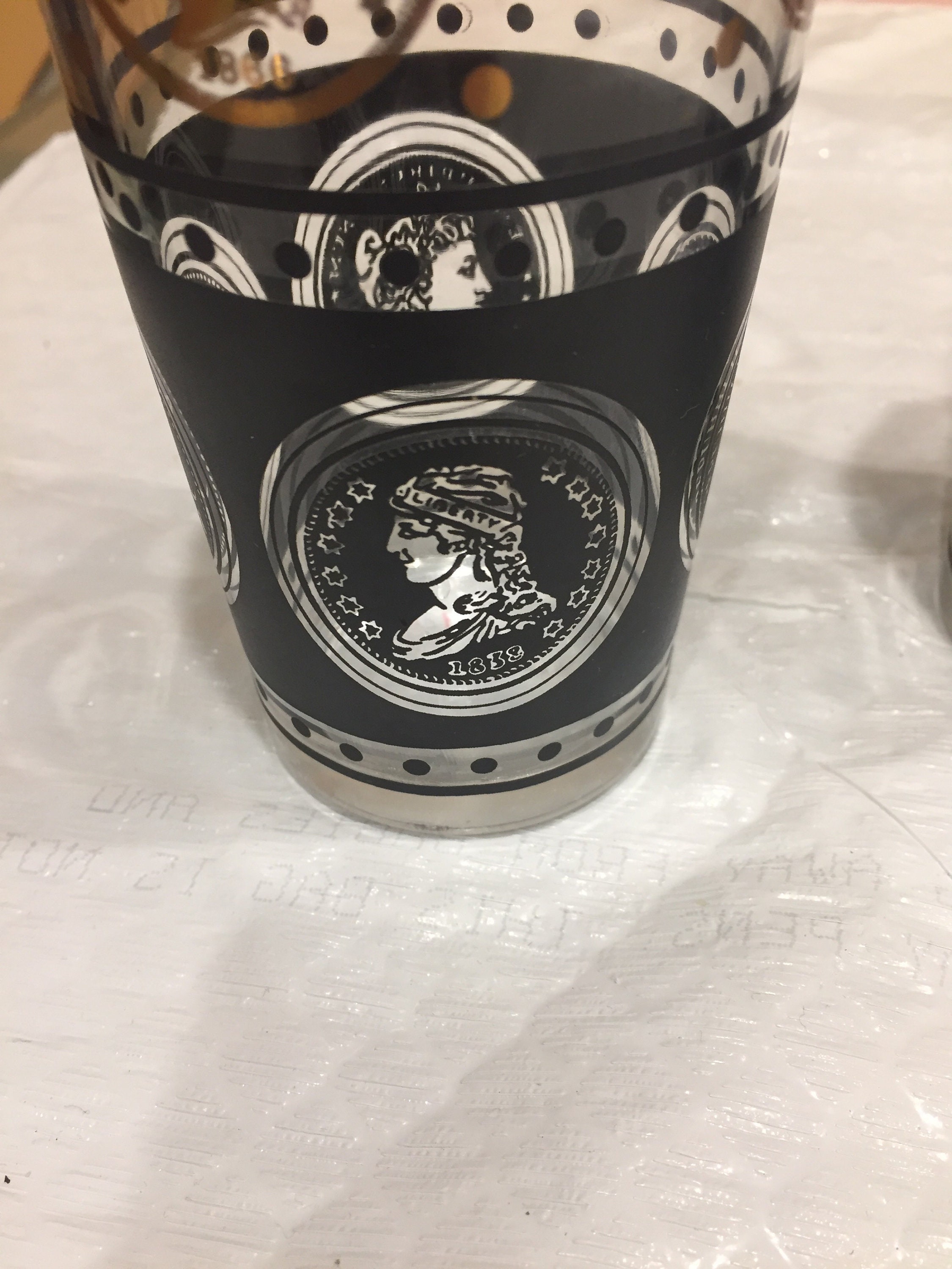 Glass Cup With Painted Coin , 8 Fl.oz - Etsy
